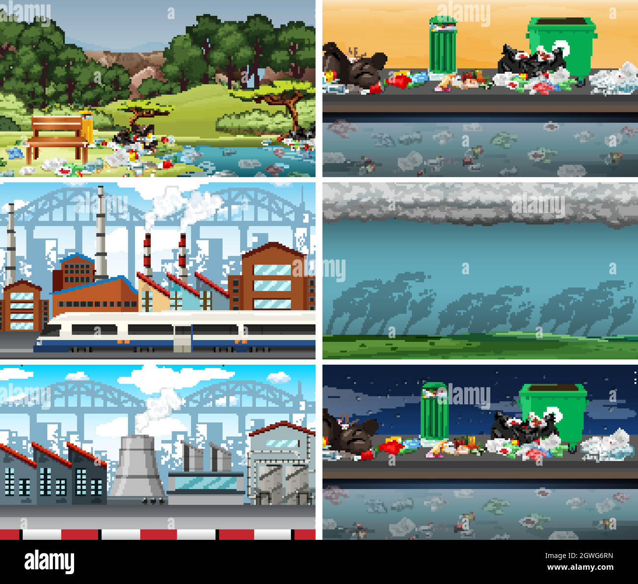 Set of polluted scenes Stock Vector Image & Art - Alamy