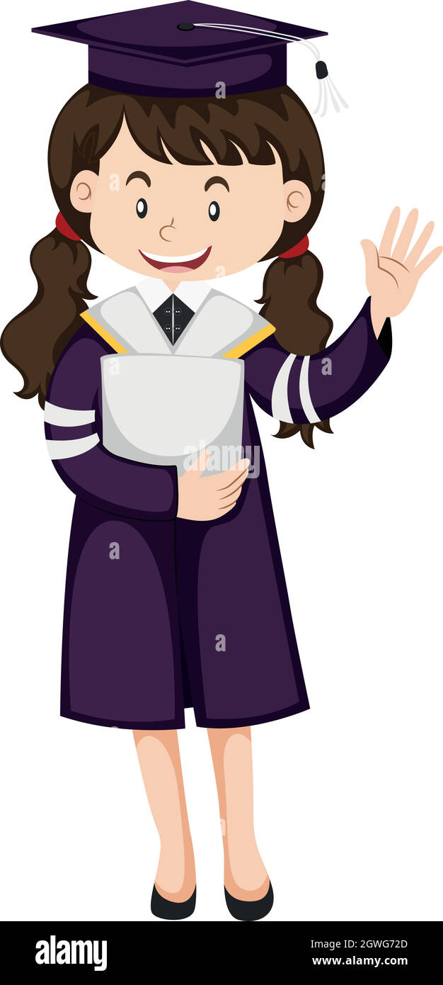 Girl in purple graduation gown Stock Vector Image & Art - Alamy