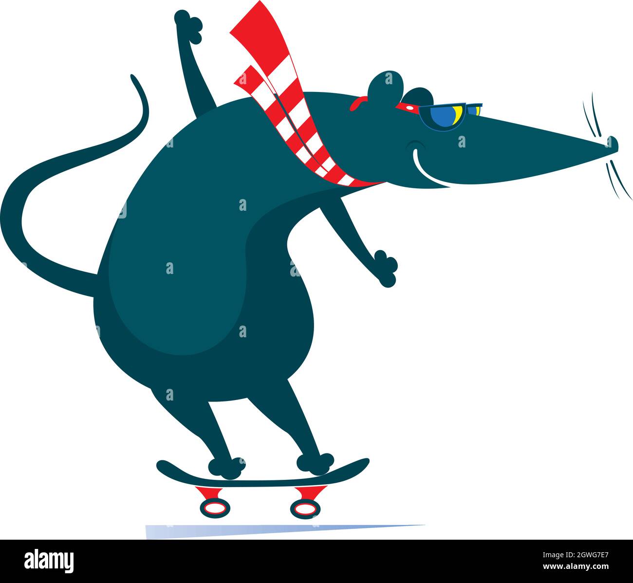 Cartoon rat or mouse a skateboarder illustration. Cartoon rat or mouse ...
