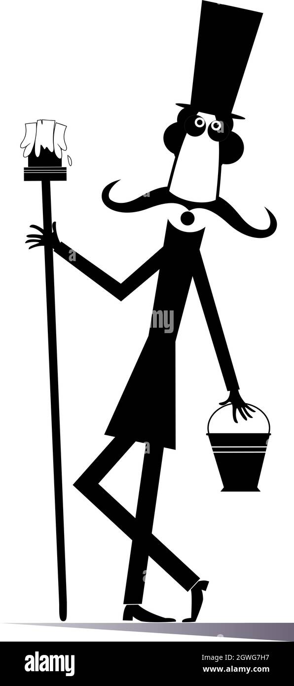 Funny long mustache painter illustration. Cartoon long mustache painter ...