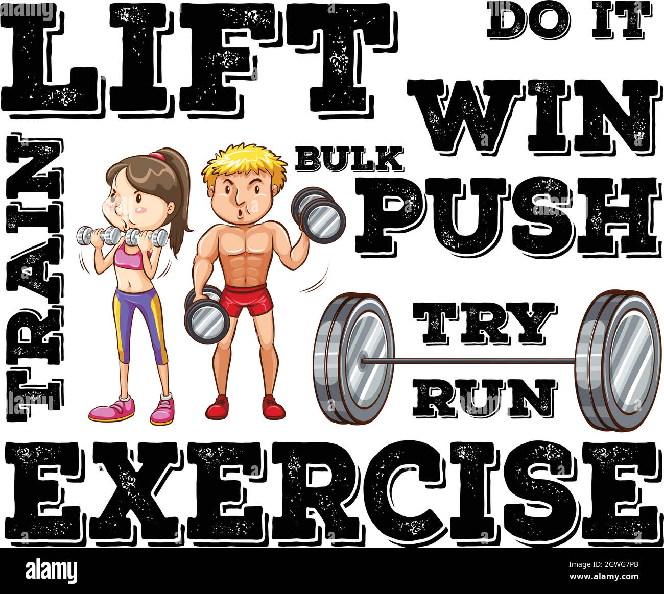 Man working out illustration Cut Out Stock Images & Pictures - Alamy