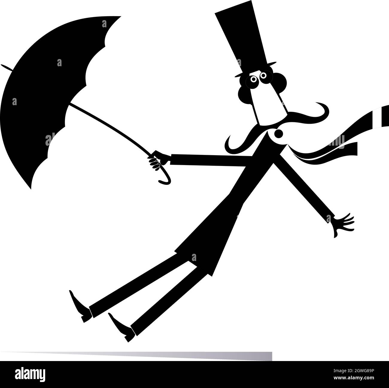 Long mustache man stays on the strong wind illustration. Strong wind ...