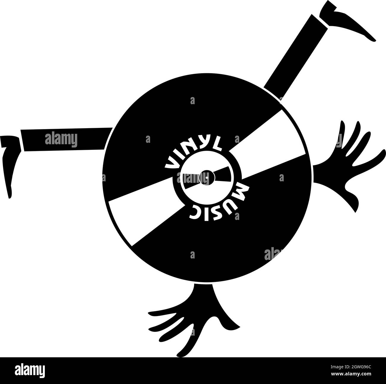 Original vinyl record icon. Funny vinyl record with hands and legs ...
