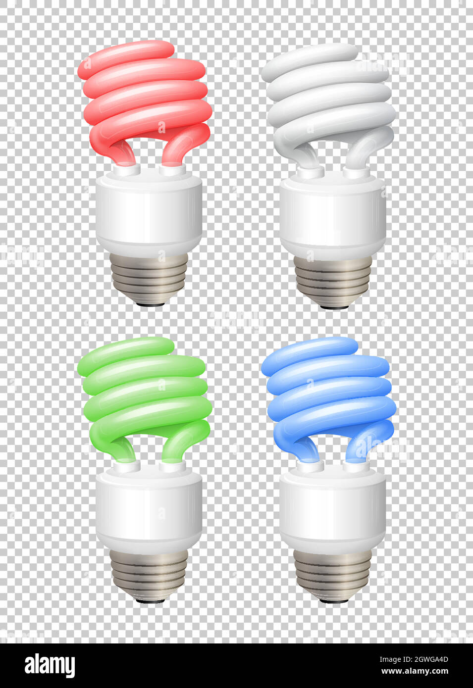 Different color lightbulbs on transparent background Stock Vector Image ...