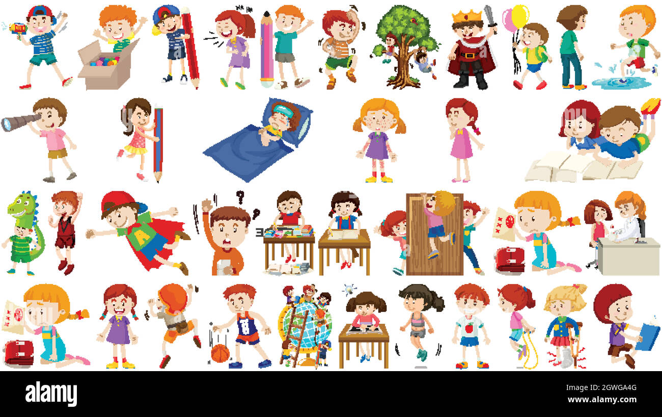 Set of cute kids cartoon character Stock Vector Image & Art - Alamy