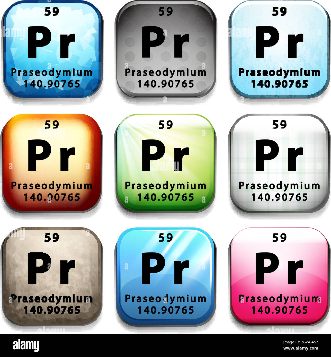 A button showing the element Praseodymium Stock Vector Image & Art - Alamy