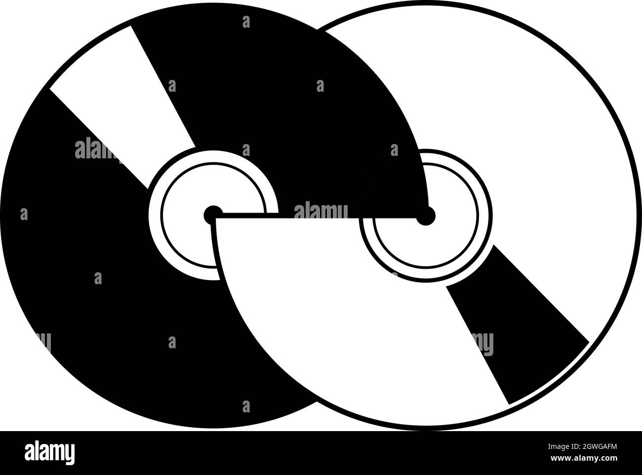 Two vinyl records icon. Two vinyl records black on white illustration ...