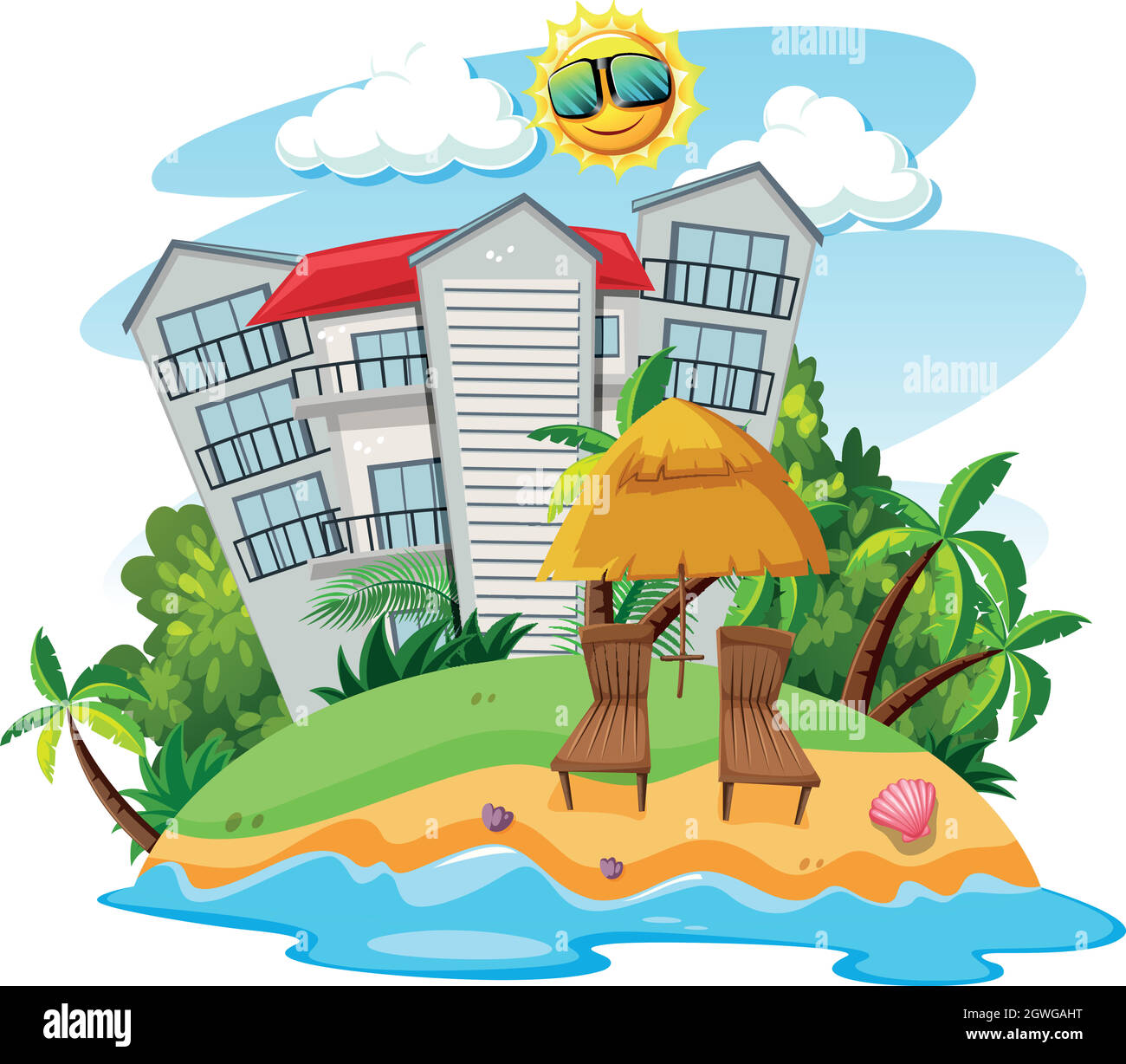 Flat landscape on island Cut Out Stock Images & Pictures - Alamy