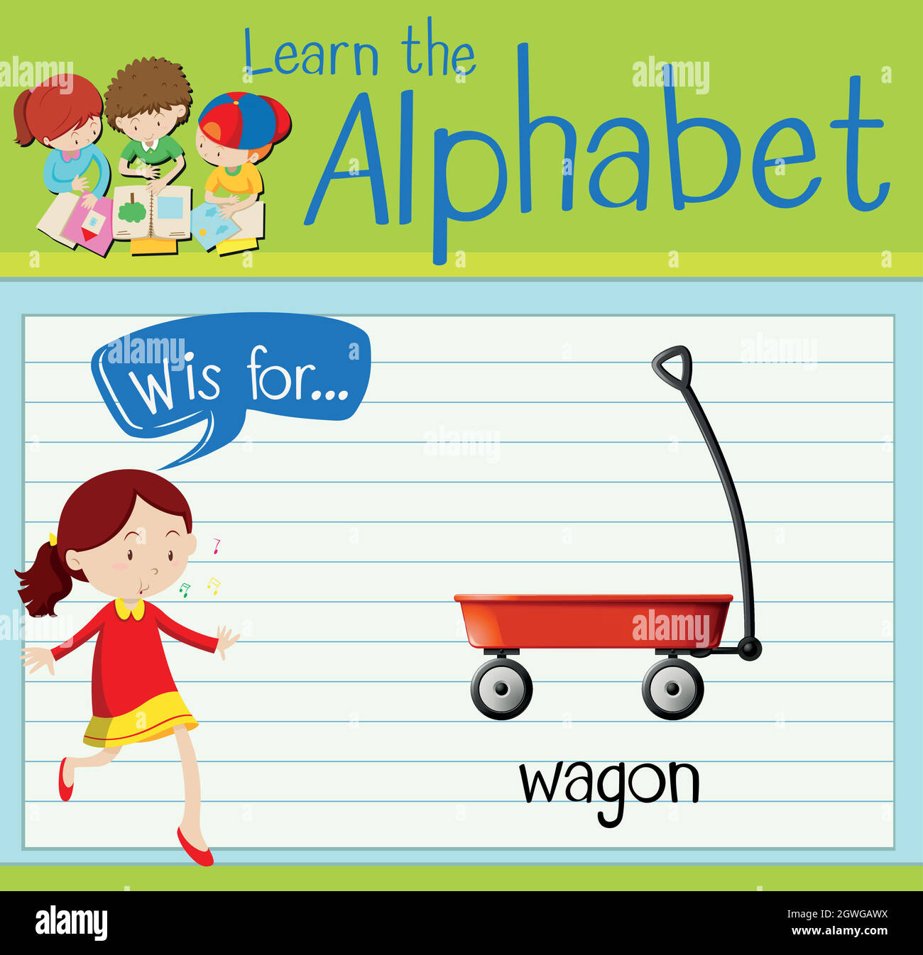 Flashcard letter W is for wagon Stock Vector Image & Art - Alamy