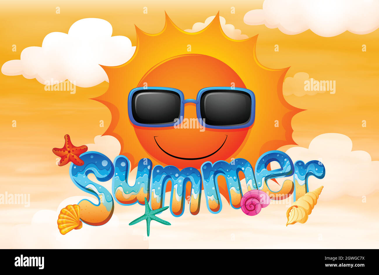 Summer vacation seashells Stock Vector Images - Alamy