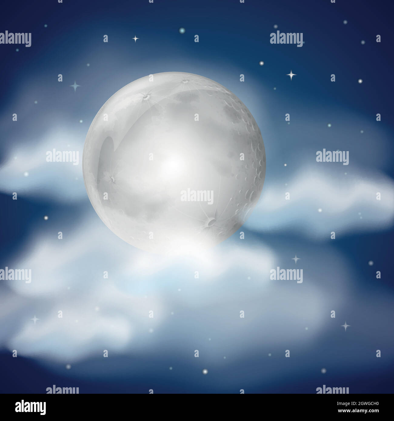 Clouds stars moon Stock Vector Images - Alamy