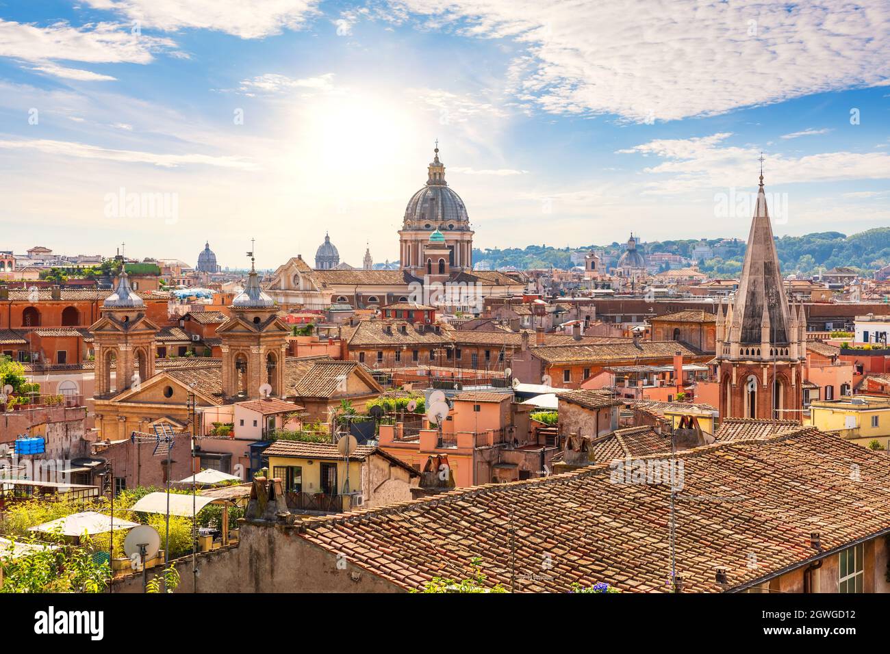 Rome roofs and Churches at sunny day, Rome, Italy Stock Photo - Alamy