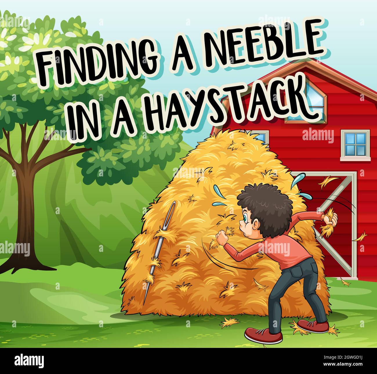 Idiom phrase on poster for finding needle in haystack Stock Vector ...