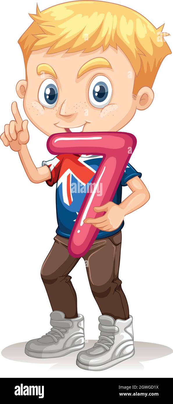Boy holding number seven Stock Vector Image & Art - Alamy