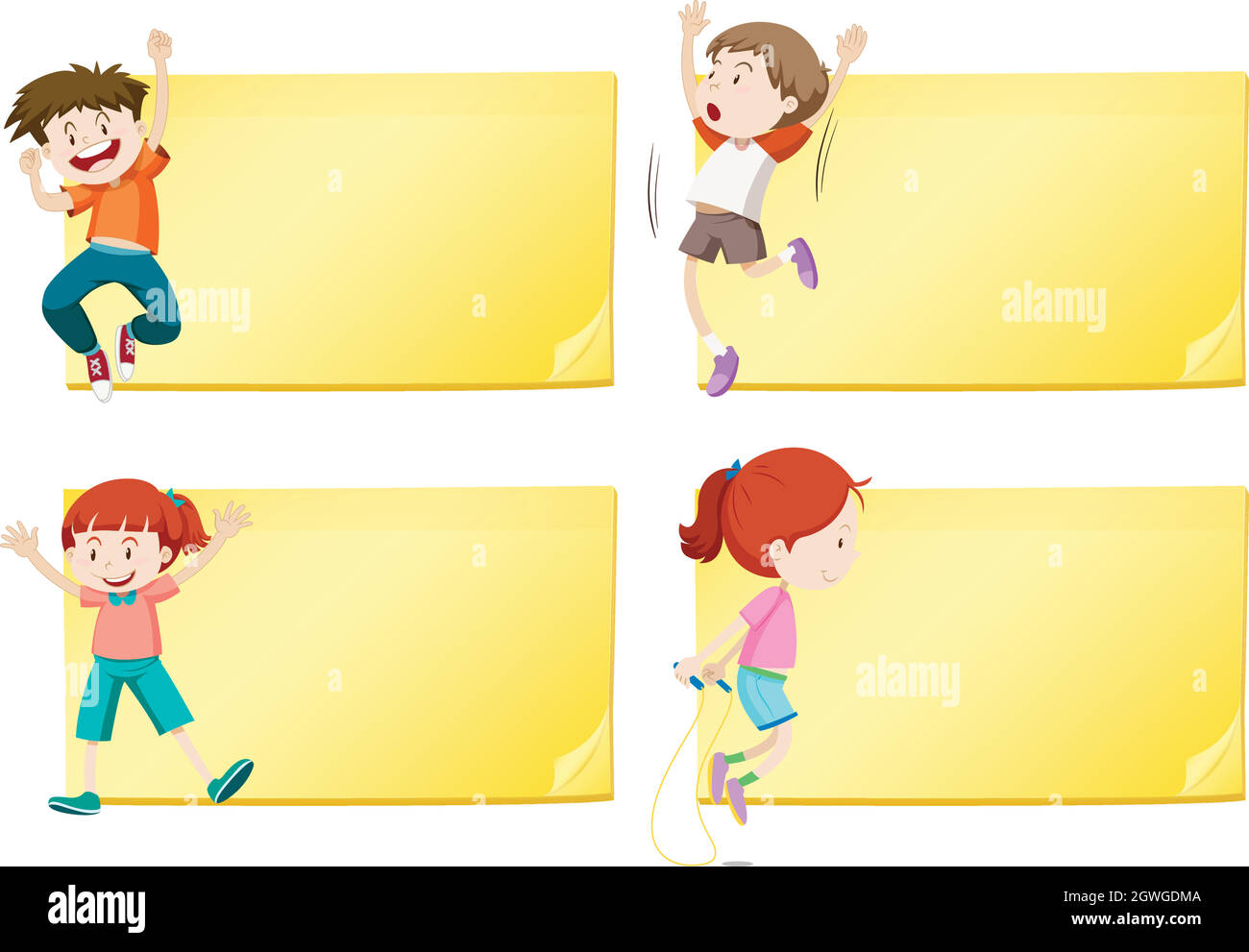 Label design with boys and girls exercise Stock Vector Image & Art - Alamy