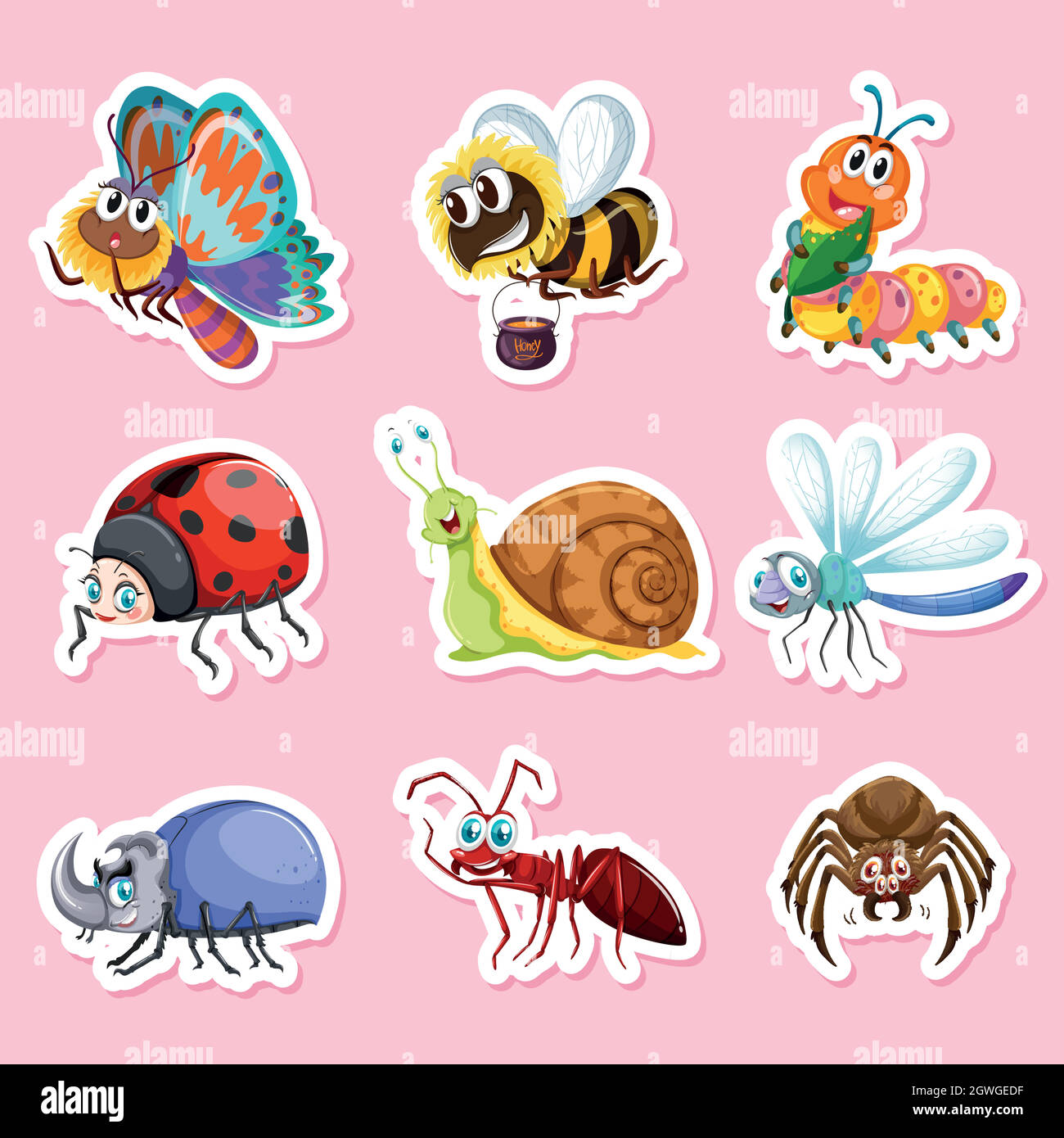Sticker designs for different bugs Stock Vector Image & Art - Alamy