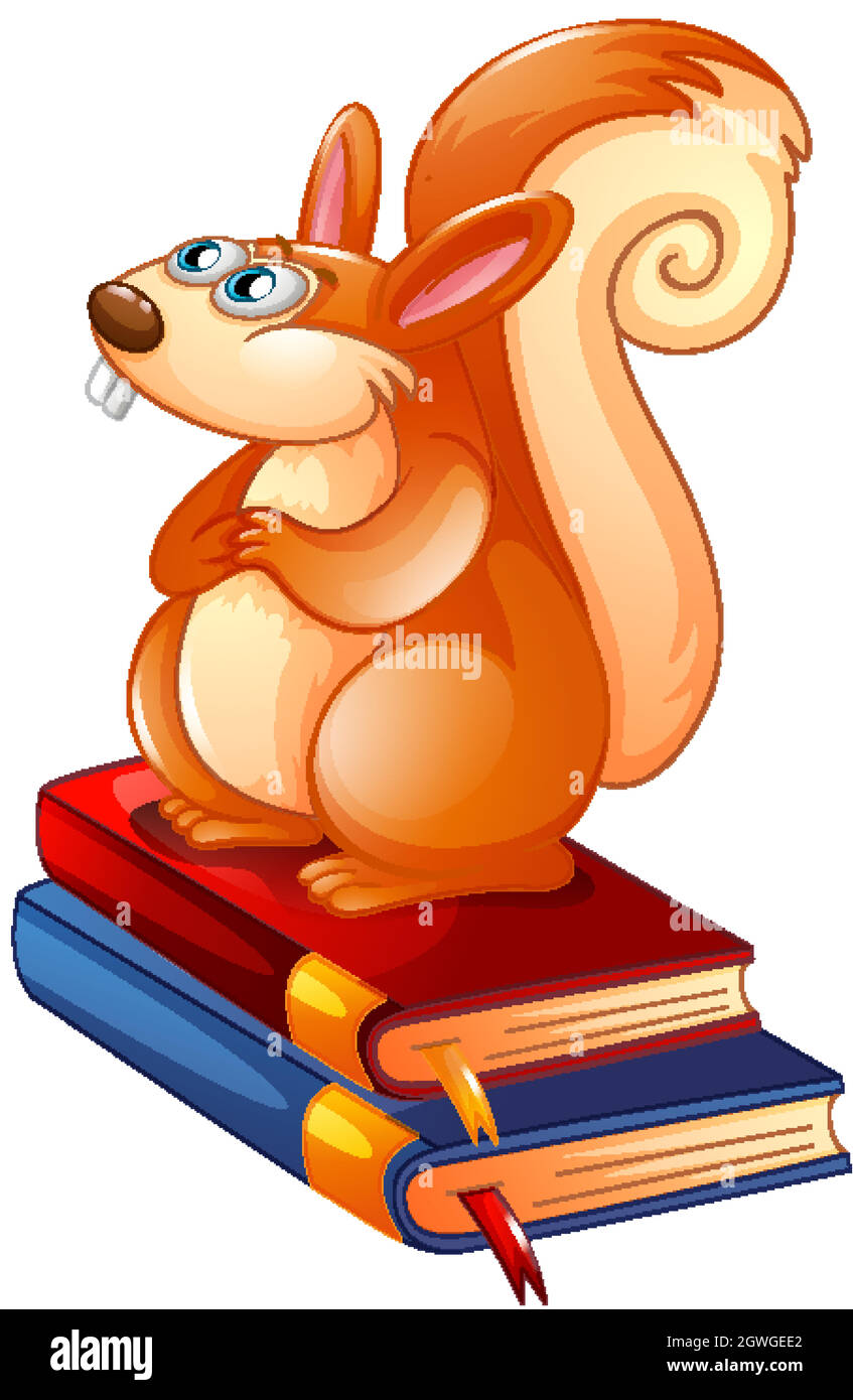 A squirrel sitiing on books on white background Stock Vector Image ...