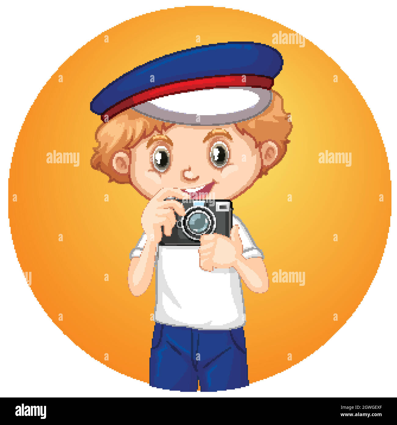 Happy boy on round background Stock Vector Image & Art - Alamy