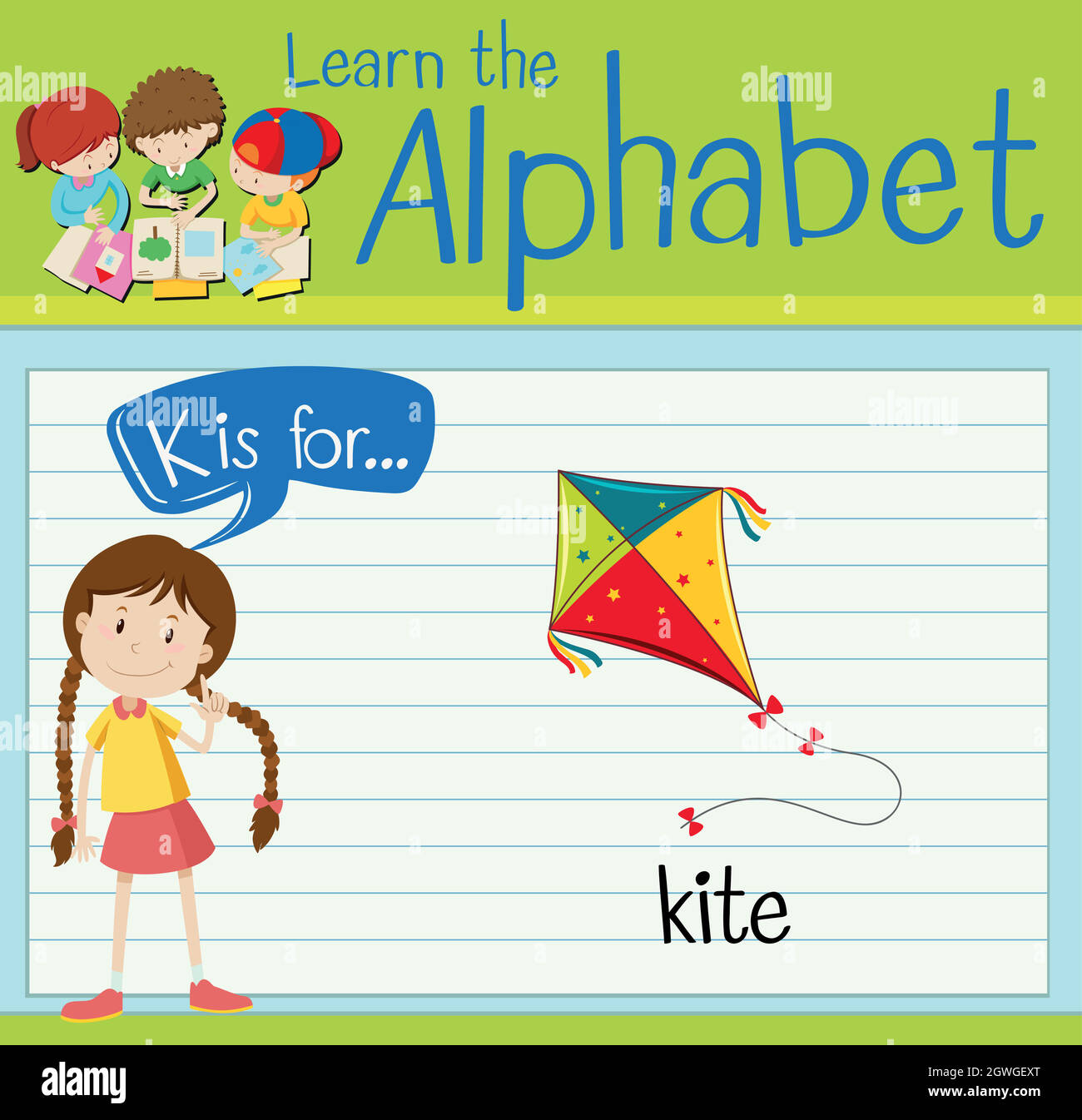 Flashcard letter K is for kite Stock Vector Image & Art - Alamy
