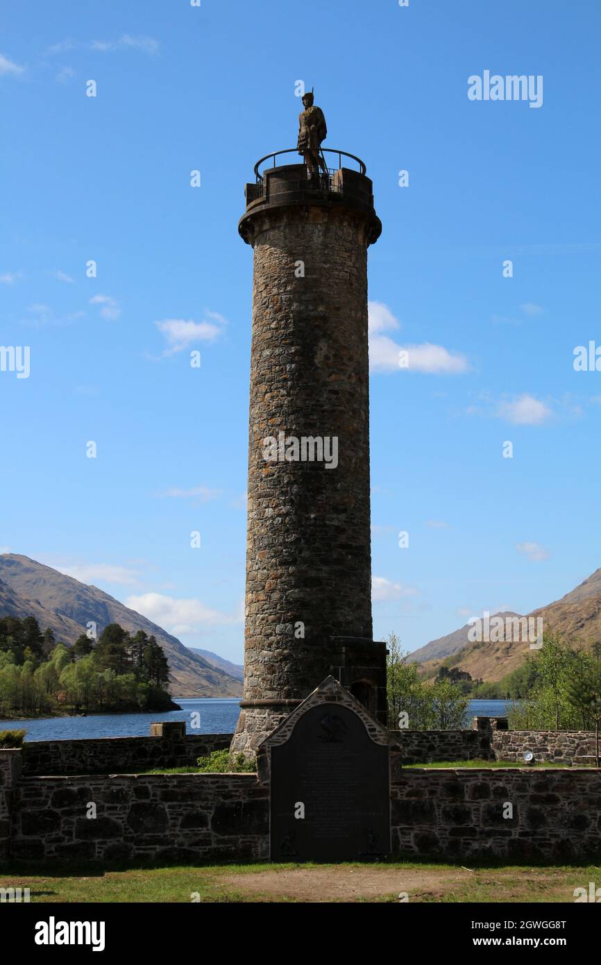 Scotland, the monument at Glenfinnan in the Scottish Highlands Stock ...