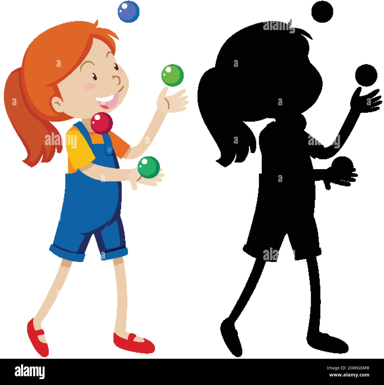 Girl playing many balls with its silhouette Stock Vector Image & Art ...