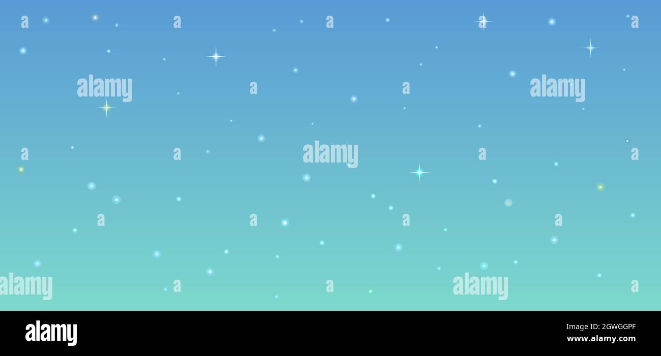 Morning starry sky. Illustration in cartoon style flat design. Heavenly ...