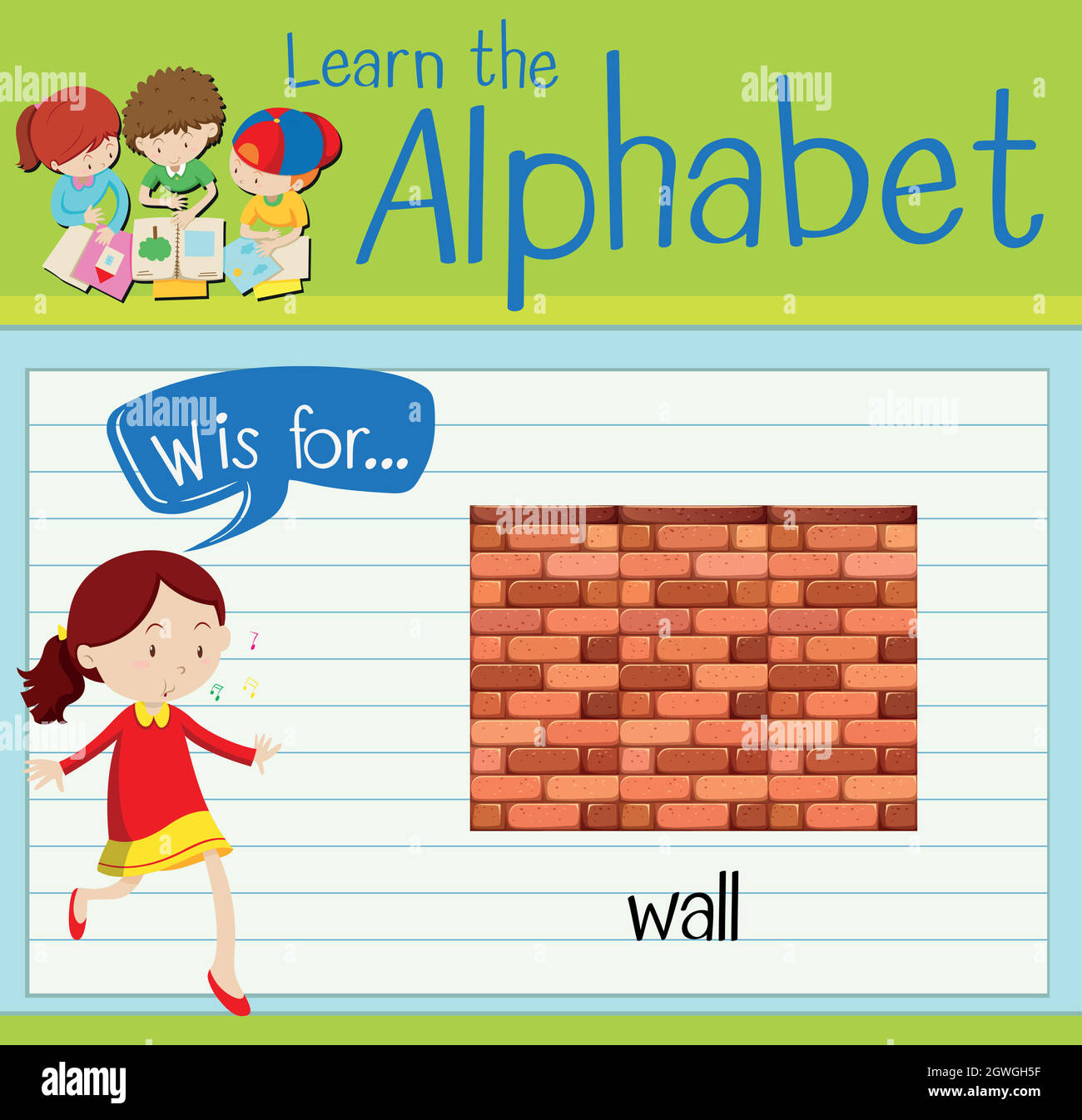 Flashcard letter W is for wall Stock Vector Image & Art - Alamy