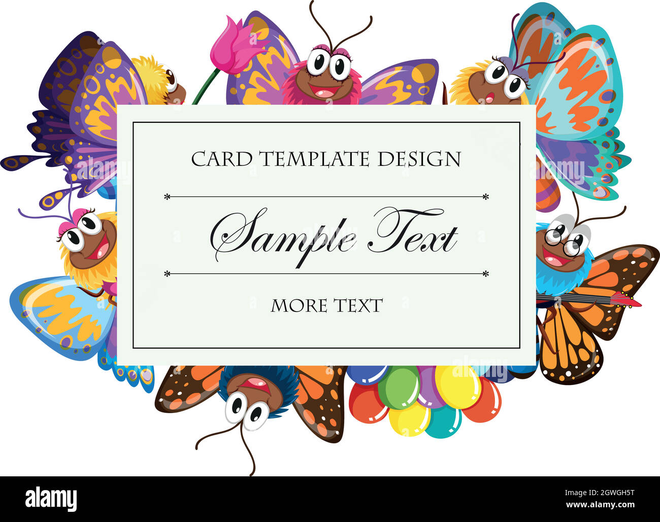 Card template with colorful butterflies Stock Vector Image & Art - Alamy