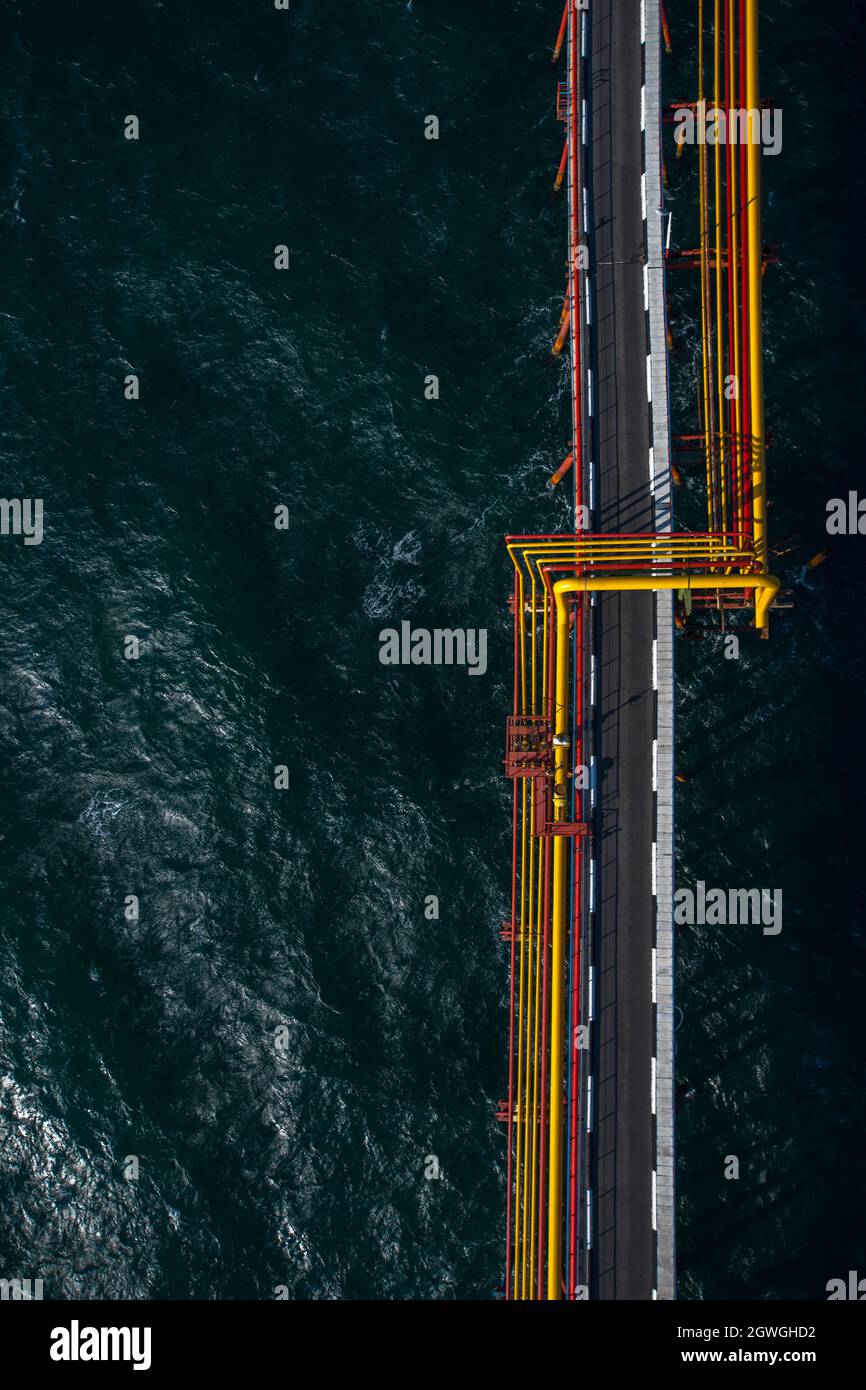 Aerial View Of Bridge Over Sea Stock Photo - Alamy