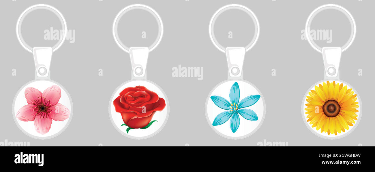Keychain design template with colorful flowers Stock Vector Image & Art ...