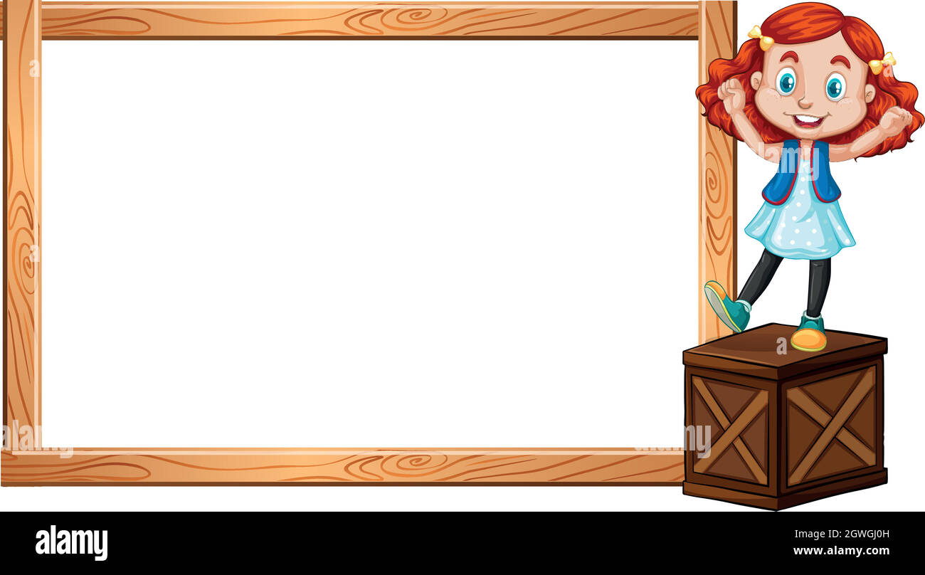 Little girl standing on box and border Stock Vector Image & Art - Alamy