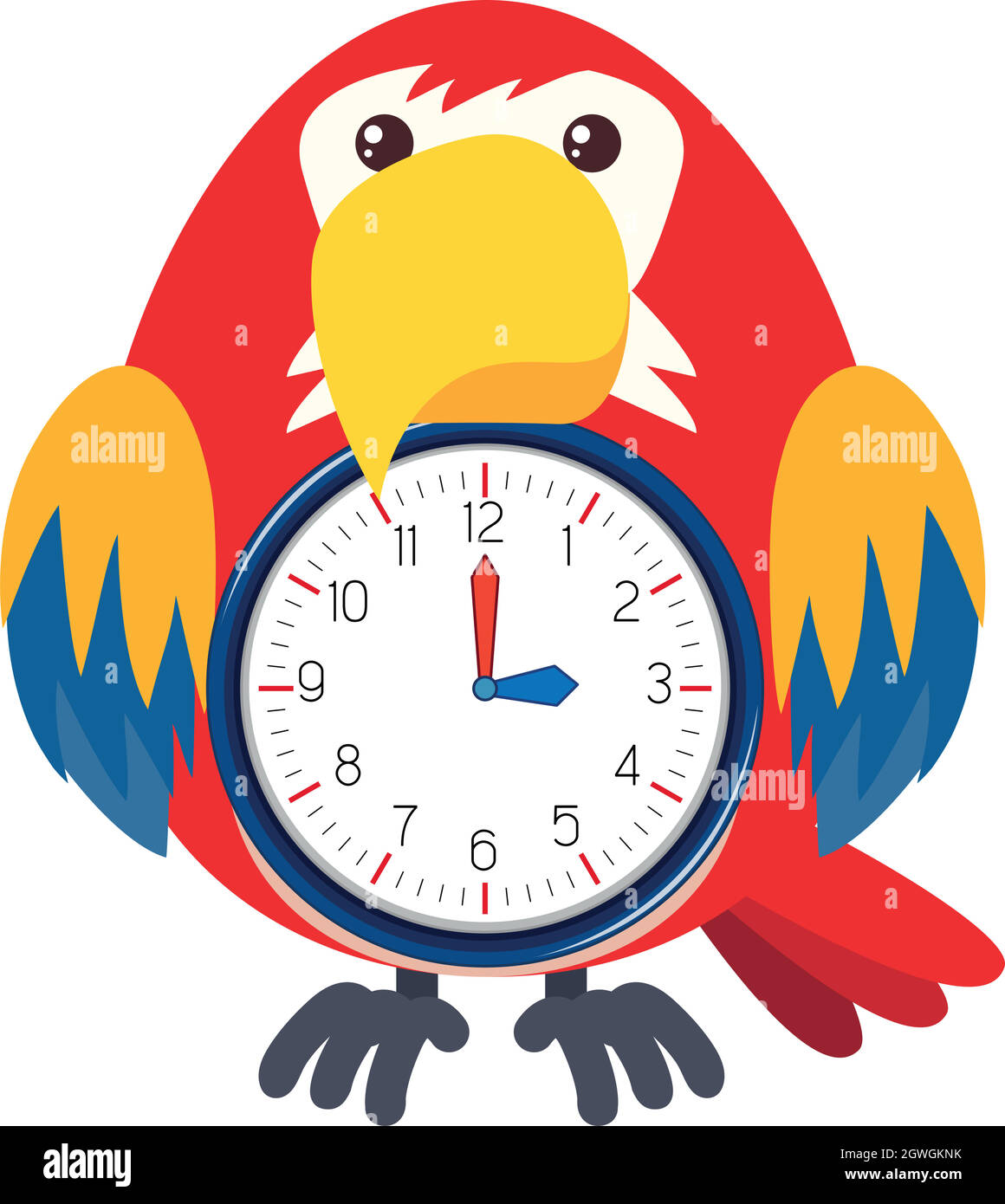 A bird clock on white background Stock Vector Image & Art - Alamy