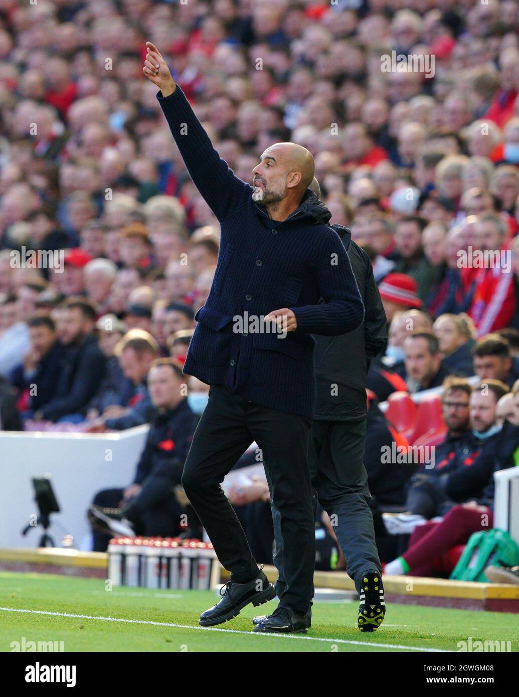 Manchester city manager pep guardiola on the touchline during the ...