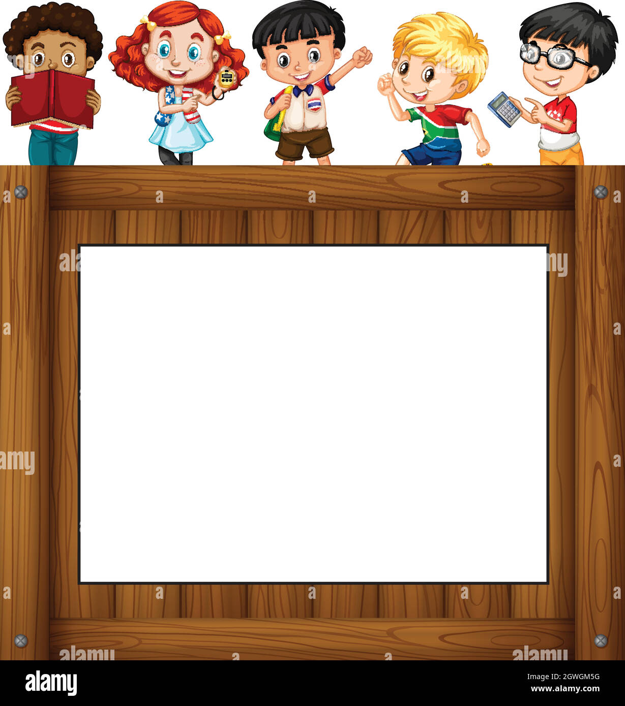 Children standing around the frame Stock Vector Image & Art - Alamy
