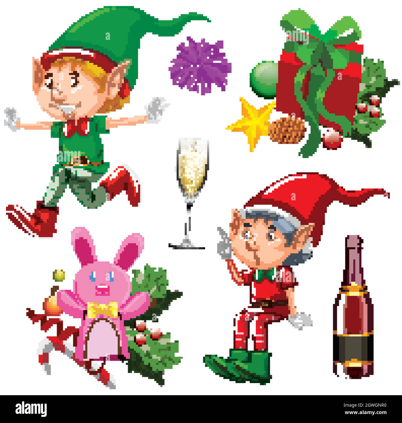 Christmas rabbits Stock Vector Images - Alamy