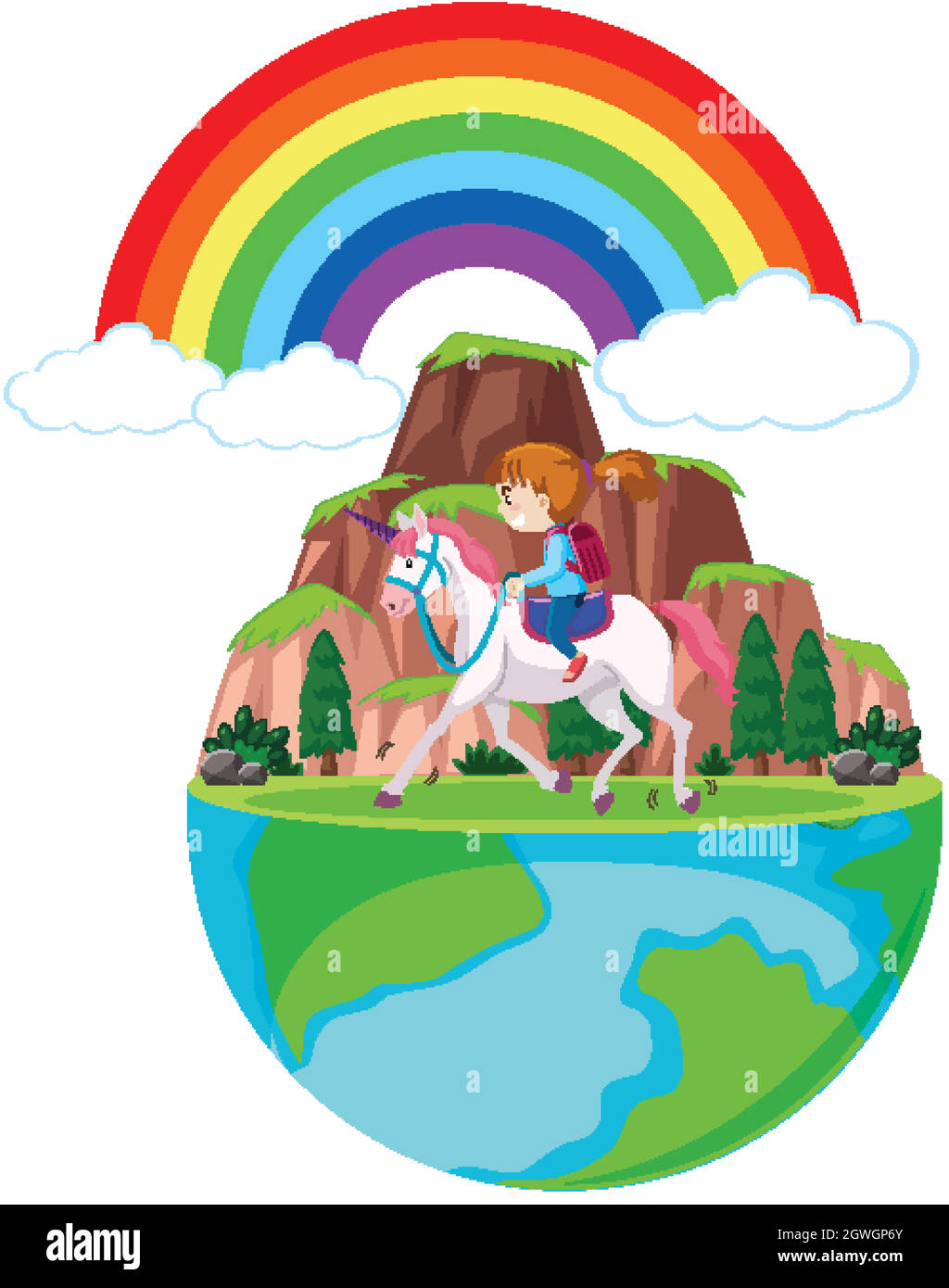 Happy girl riding horse on earth Stock Vector Image & Art - Alamy