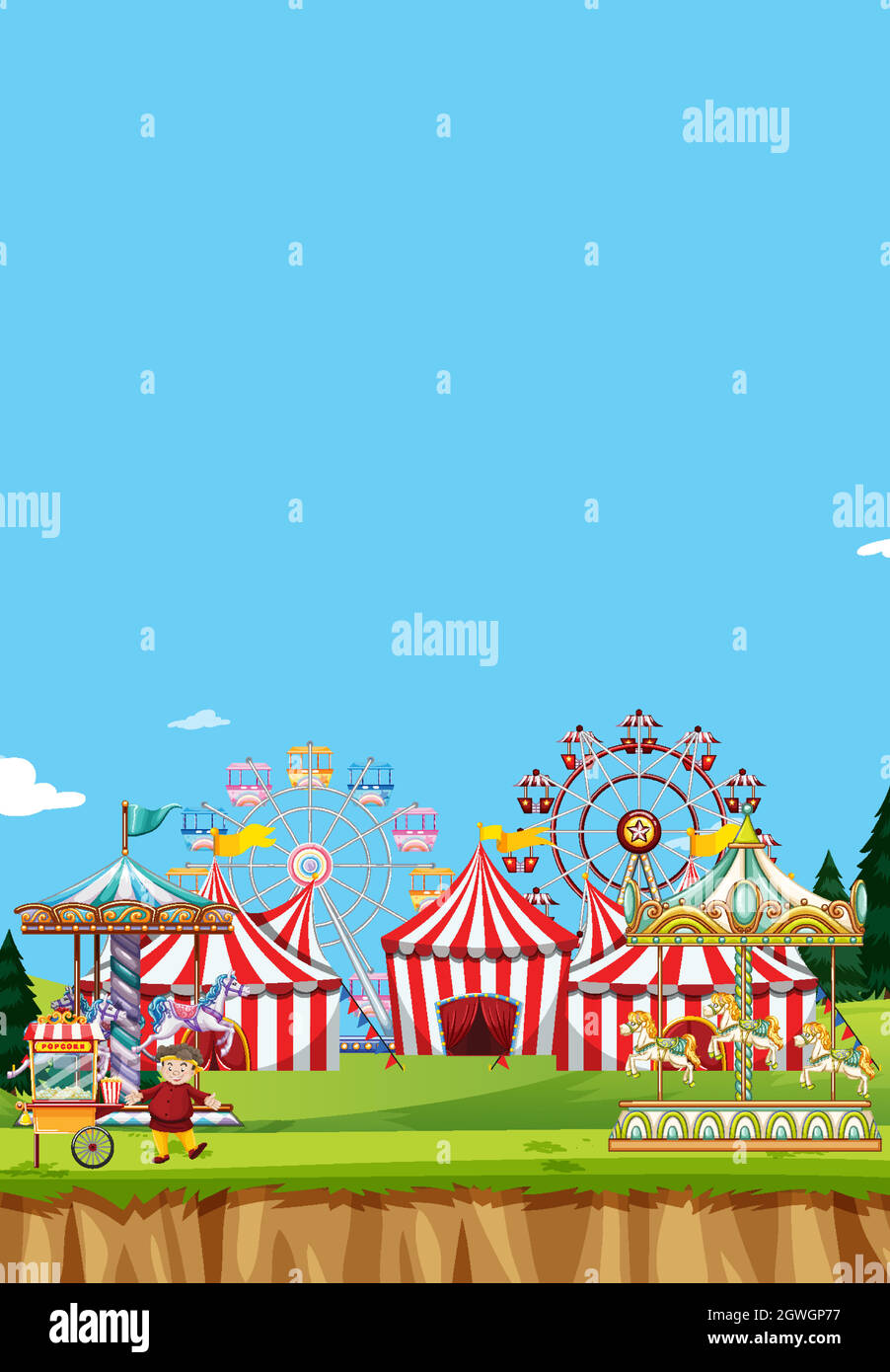 Circus scene with many rides at day time Stock Vector Image & Art - Alamy