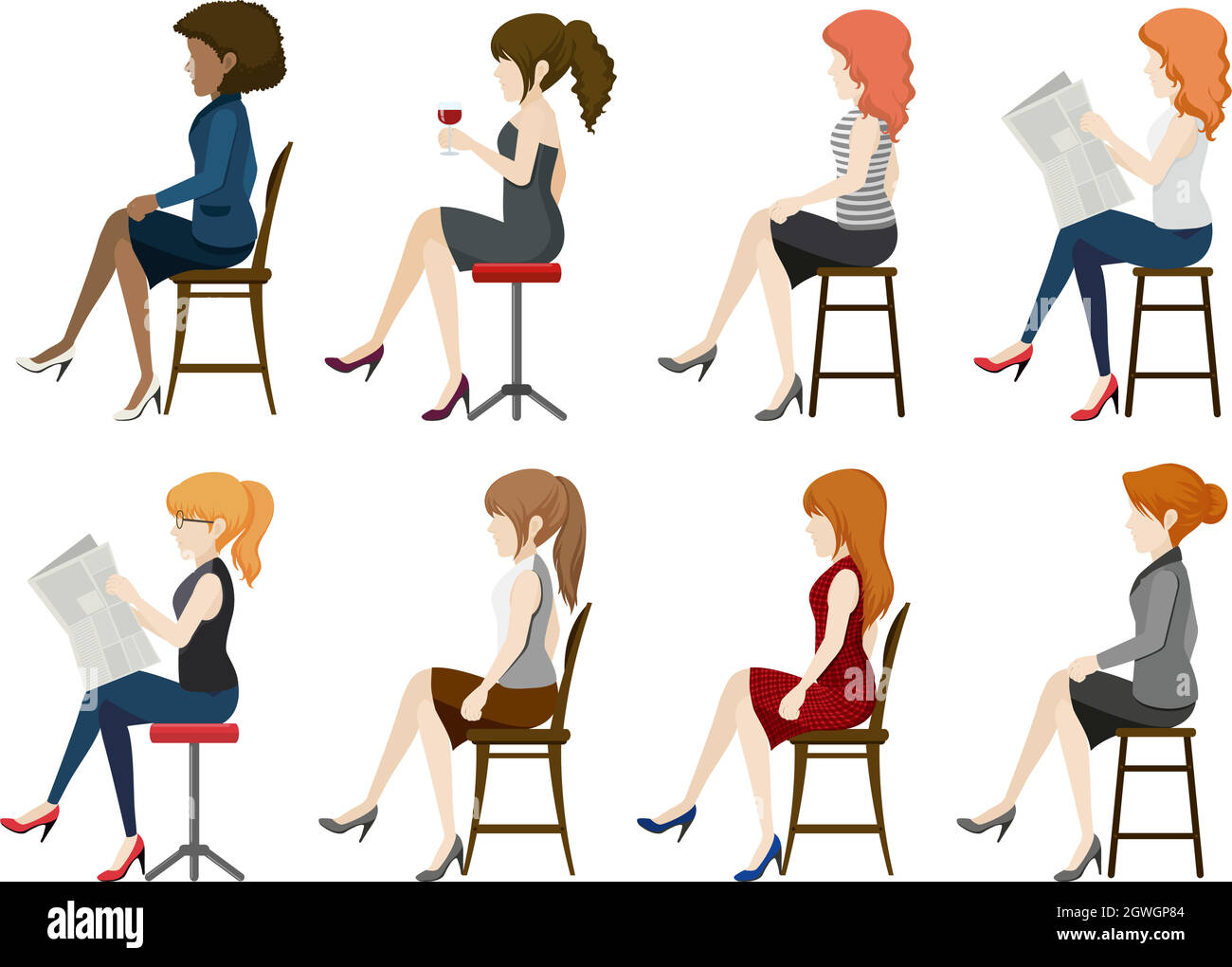 People sitting down Stock Vector Images - Alamy