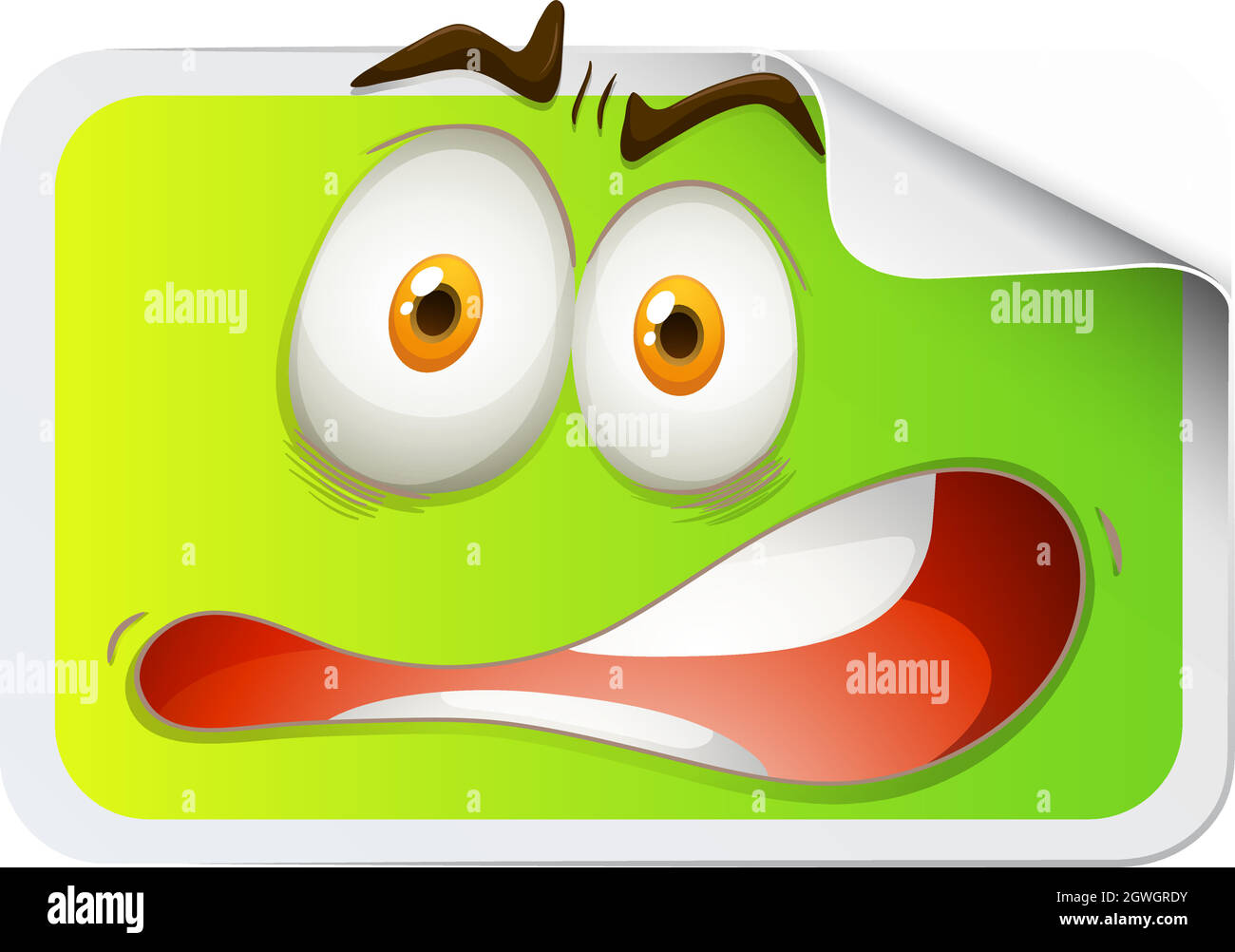Rectangular sticker with scared face Stock Vector Image & Art - Alamy