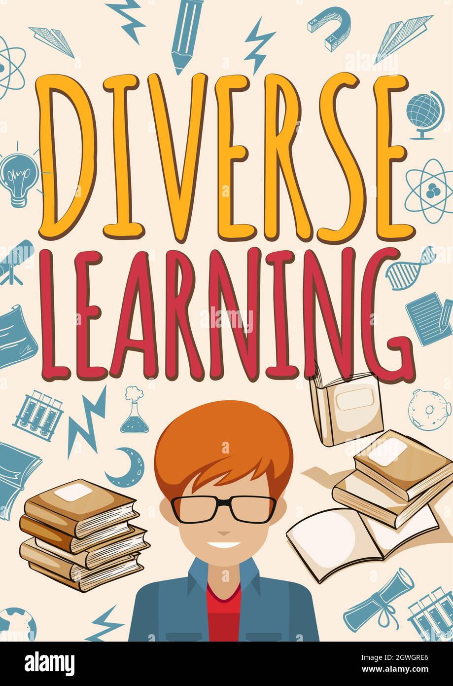 Diverse learning poster with student and books Stock Vector Image & Art ...
