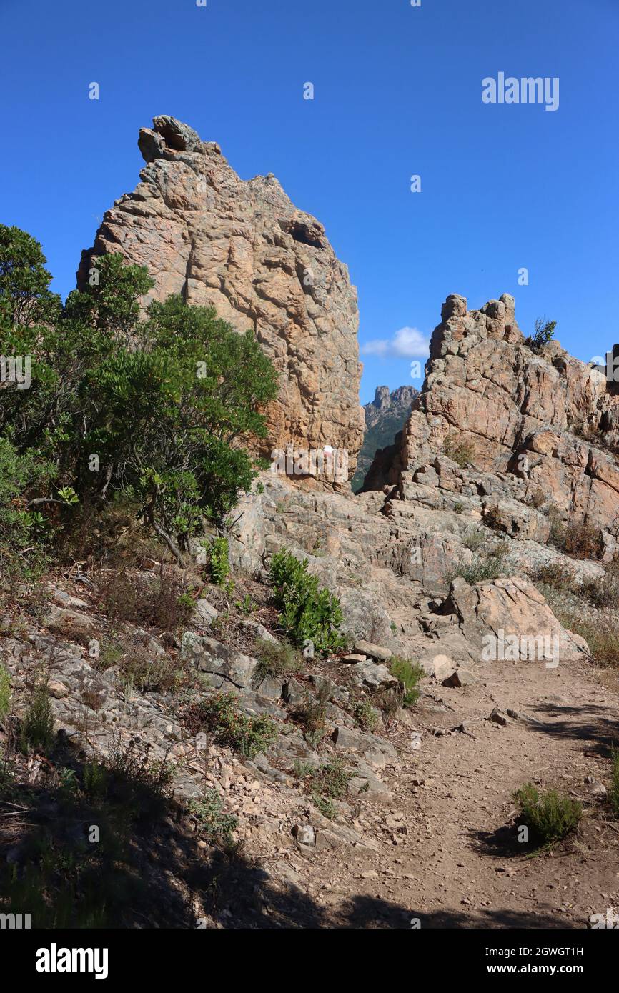 Mountain range seen from Conca, Corsica Stock Photo - Alamy