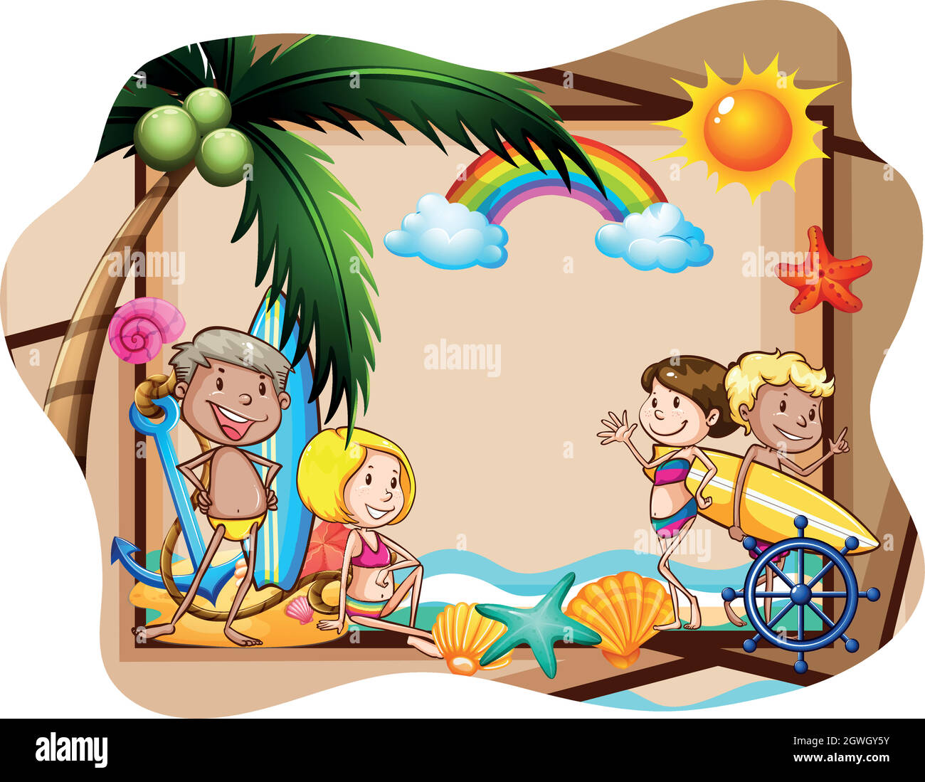 Beach scene people on Stock Vector Images - Alamy