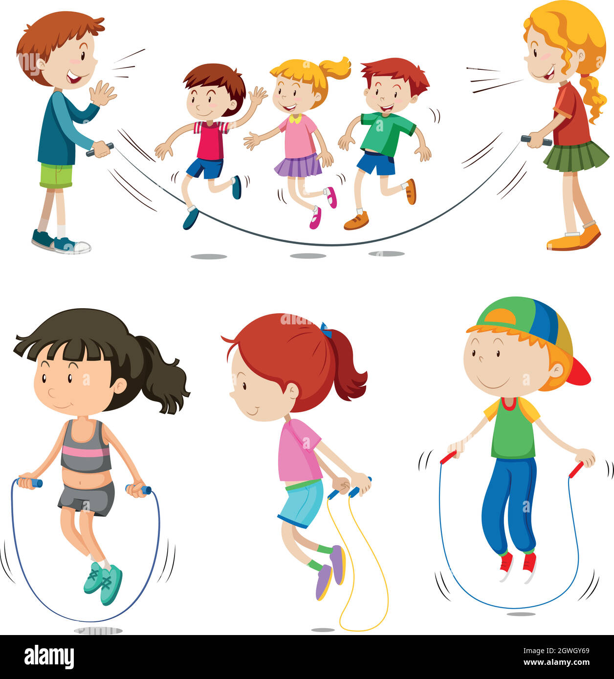 Boys and girls jumping rope Stock Vector Image & Art - Alamy