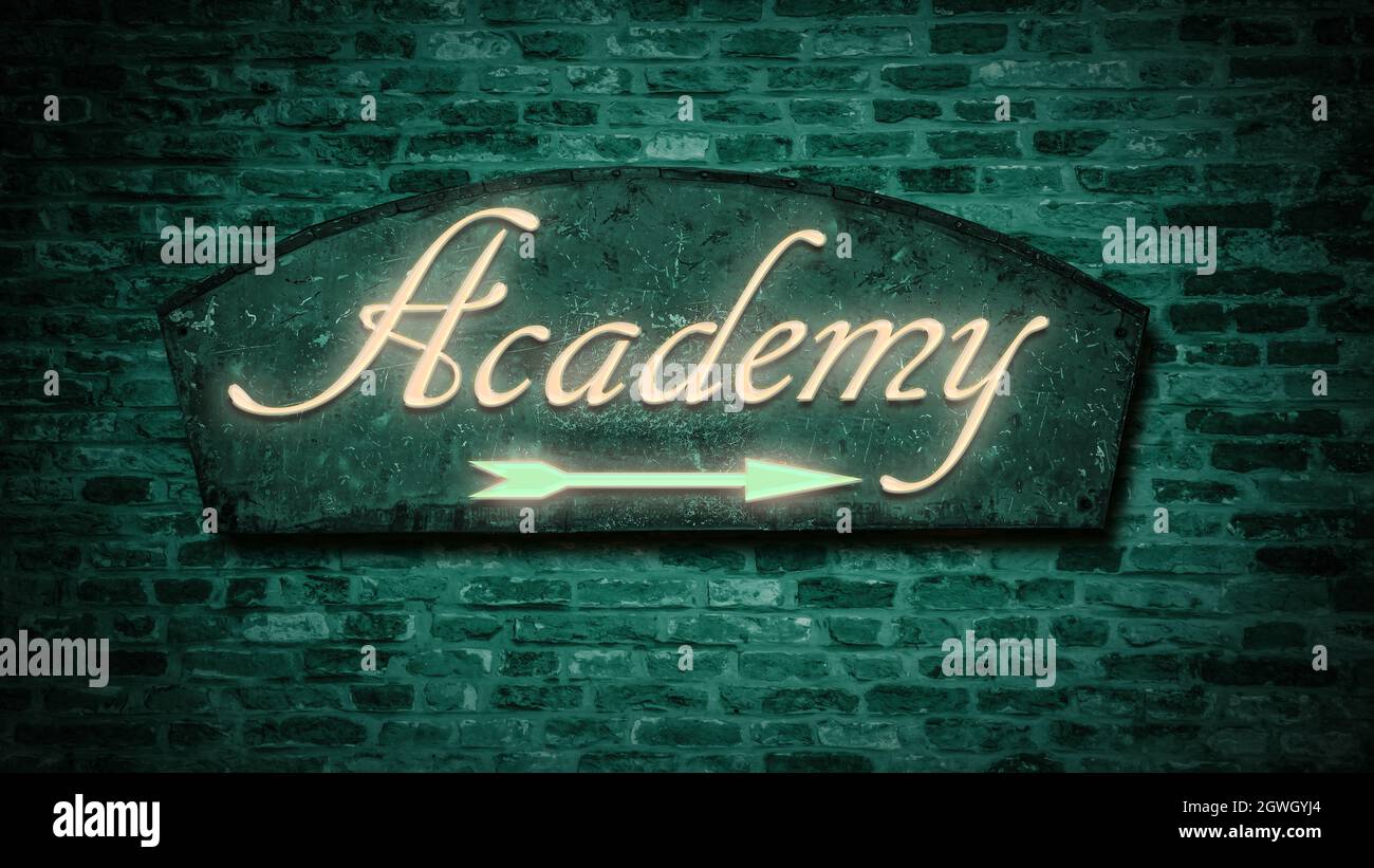 Street Sign the Direction Way to Academy Stock Photo - Alamy