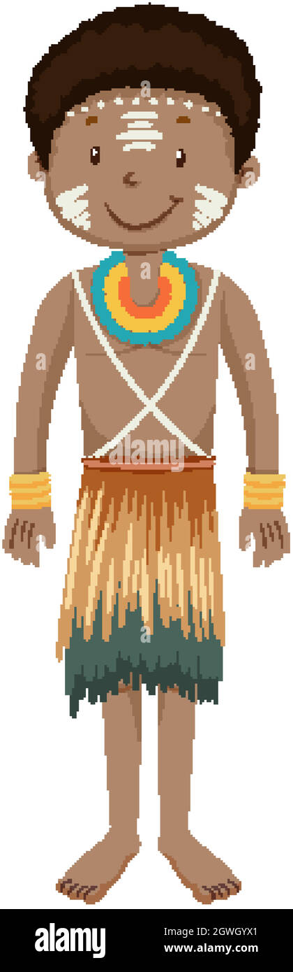Ethnic people of African tribes in traditional clothing cartoon ...