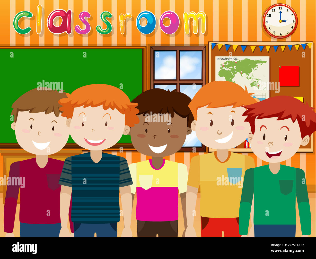 Boys standing in classroom Stock Vector Image & Art - Alamy