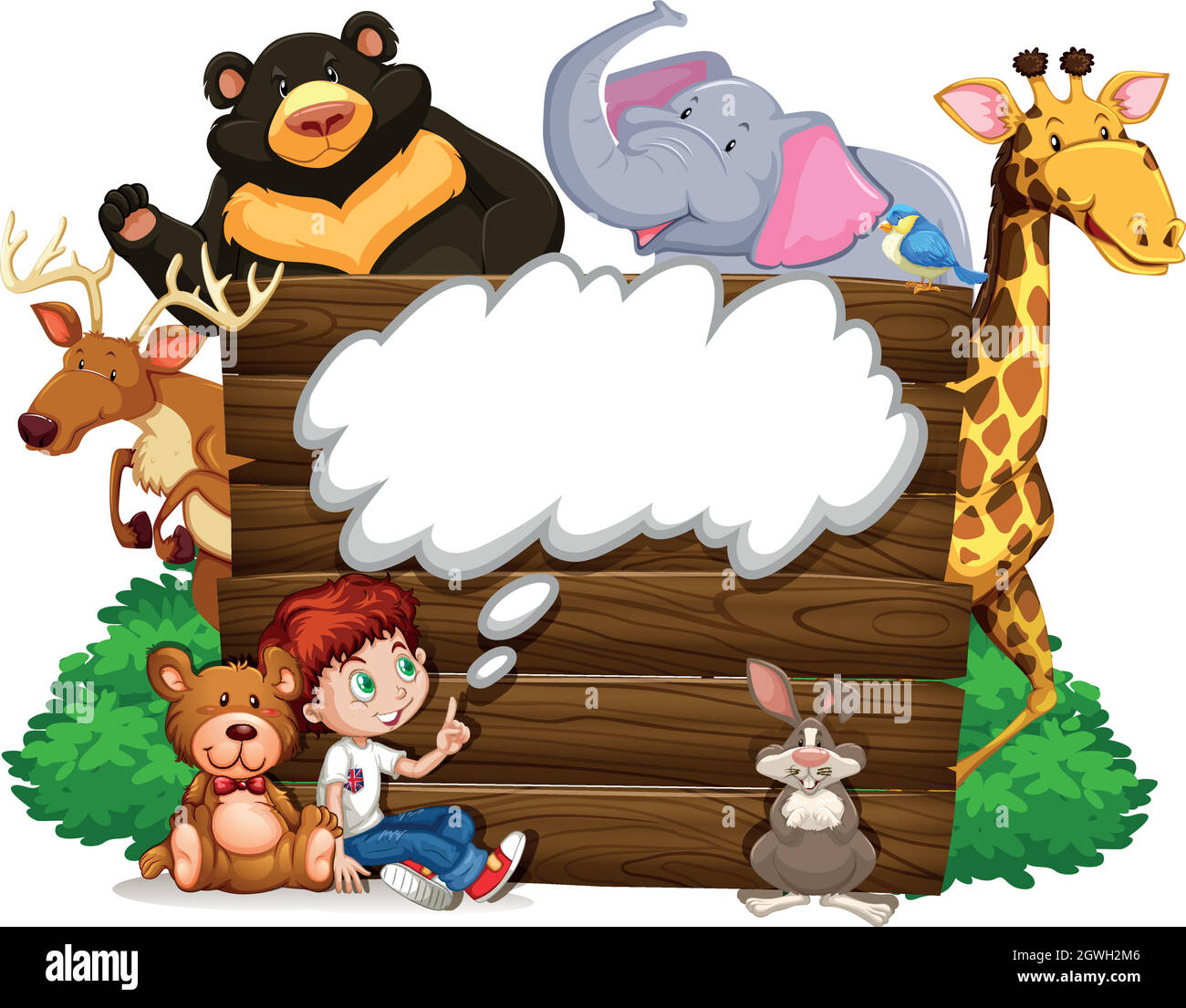 Boy and wild animals Stock Vector Image & Art - Alamy