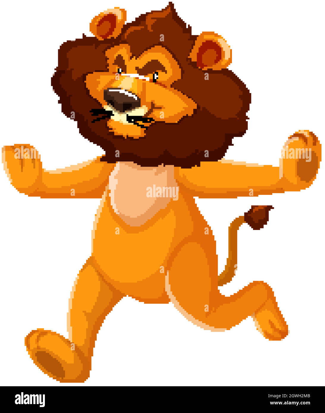 Wild lion running on two legs on white background Stock Vector Image ...
