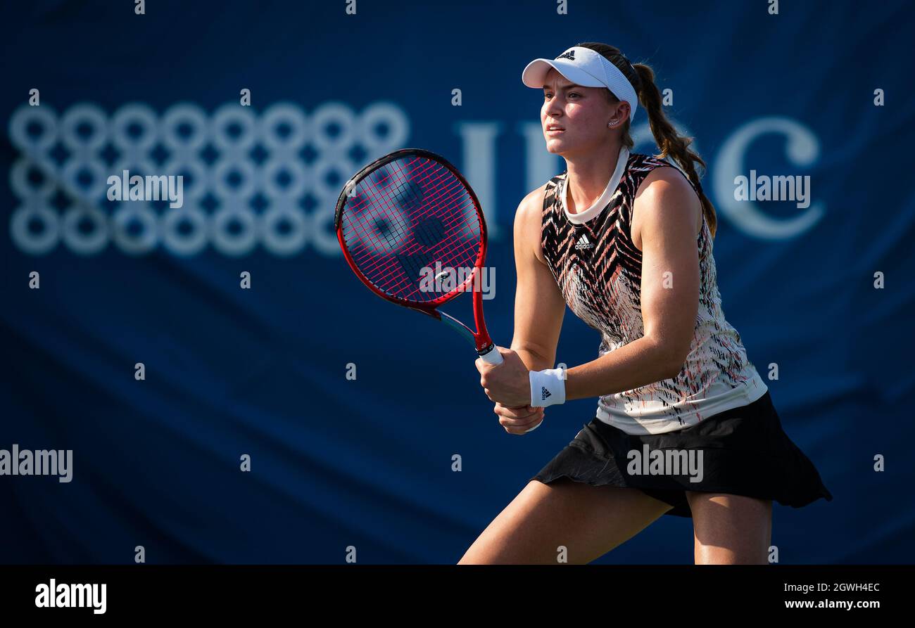 Elena Rybakina of Kazakhstan in action during the quarter-final of the ...