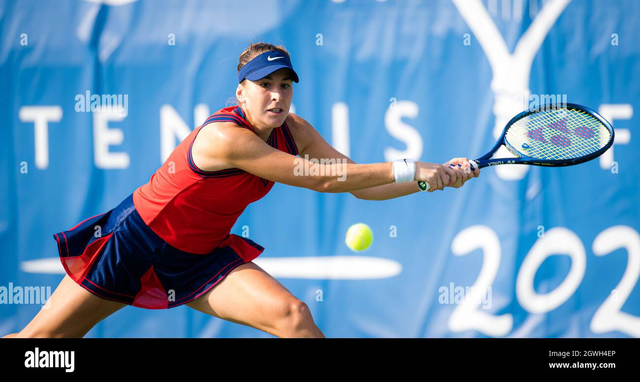 Belinda Bencic of Switzerland in action during the quarter-final of the ...